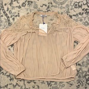 Zara | Tops | Nwt Zara Pink Sheer Peasant Top | Poshmark
